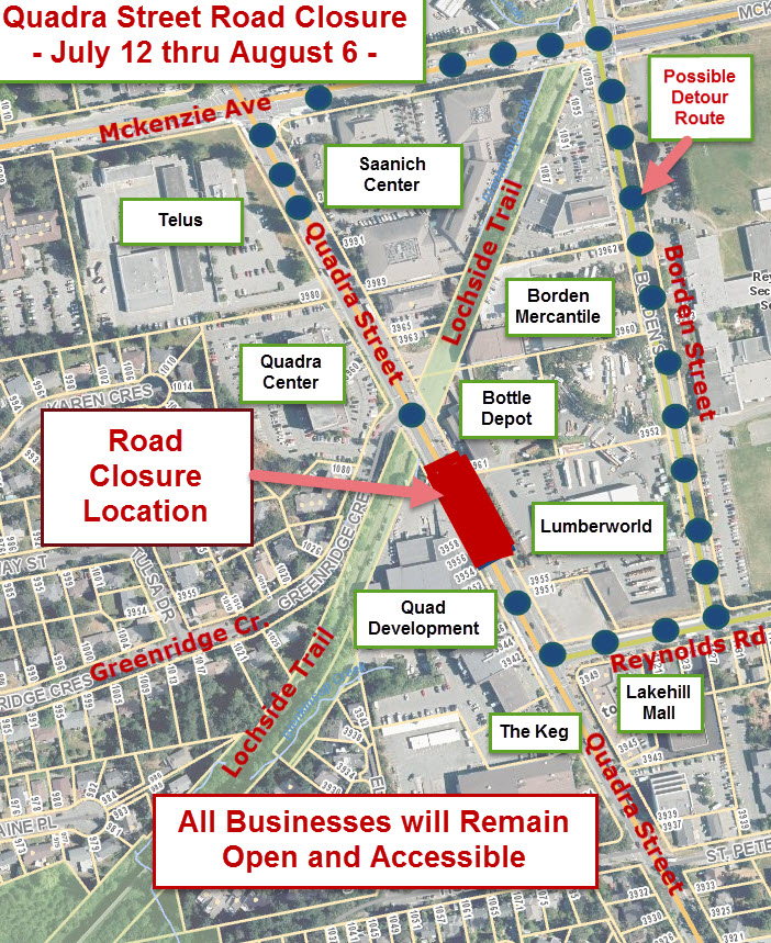 Short section of Quadra Street closed for 4 weeks beginning July 12 ...